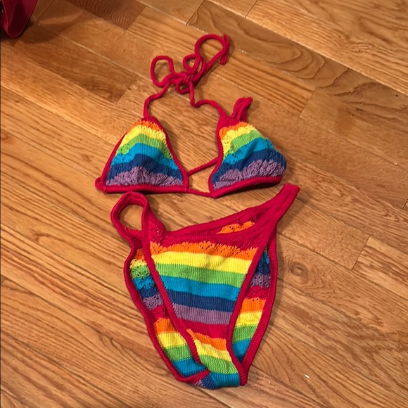 hot shapes | Swim | Hot Shapes Med Colorful Crochet Rainbow Bikini Set ...